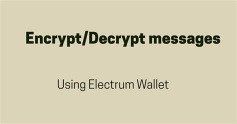 General Encryption Tests On Electrum Massimo Max Musumeci