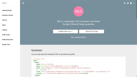 6 Free Material Design Css Frameworks For 2017 Compared — Sitepoint