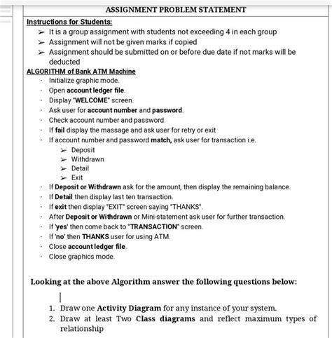 Assignment Problem Statement Instructions For