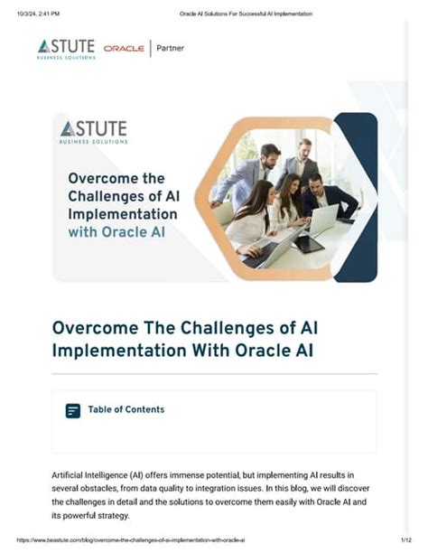 Overcome The Challenges Of Ai Implementation With Oracle Ai Pdf