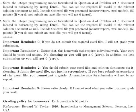 1 Solve The Integer Programming Model Formulated In