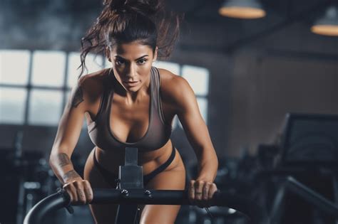 Premium Ai Image Crossfit Woman Doing Intense Cardio Training On