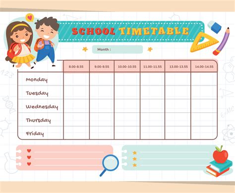 Cute Weekly School Timetable