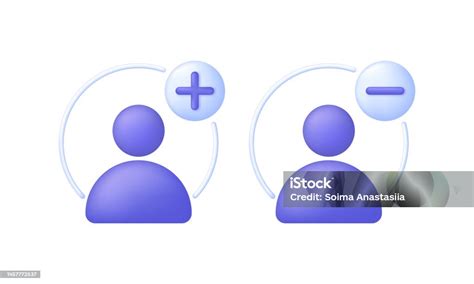 3d 사용자 아이콘 및 더하기 흰색 배경에 고립 된 마이너스 마크 아바타 인간 사람 사람 아이콘 경영자에 대한 스톡 벡터 아트 및 기타 이미지 Istock