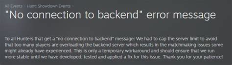 Backend Connection Failed Error 0x30001 Rhuntshowdown