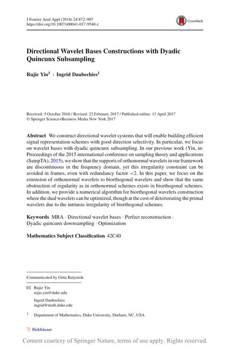 Directional Wavelet Bases Constructions With Dyadic Quincunx