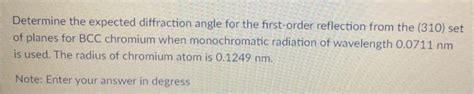 Solved Determine The Expected Diffraction Angle For The Chegg