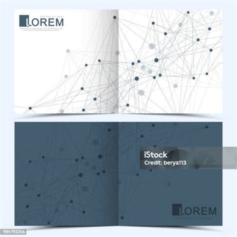 현대 벡터 평방 브로셔 전단지 전단지 커버 카탈로그 잡지 또는 연례 보고서에 대 한 템플릿 비즈니스 과학 및 기술 설계도 서