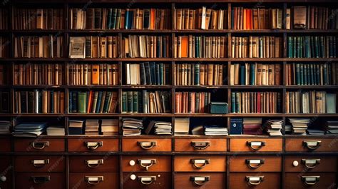 Biblioteca Um Catálogo De Fichas Mostra Títulos De Livros