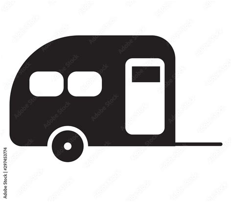 Camping Caravan Icon On White Background Flat Style Camping Car Icon For Your Web Site Design