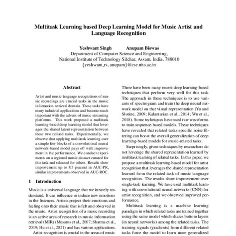 Multitask Learning Based Deep Learning Model For Music Artist And