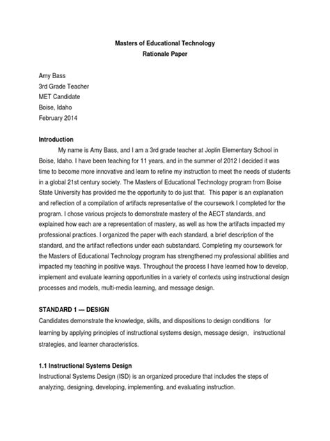 Rationale Paper Pdf Instructional Design Educational Technology