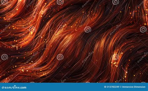 Shimmering Auburn Red Hair Texture For Fashion And Shampoo Promotion