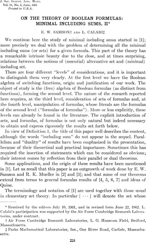 on the theory of boolean formulas minimal including sums ii siam