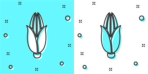 녹색과 흰색 배경에 격리 된 검은 선 옥수수 아이콘입니다 임의 동적 셰이프 벡터 일러스트레이션 가능성에 대한 스톡 벡터 아트 및 기타 이미지 Istock