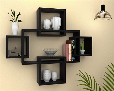 Buy Vudy Exclusively Designed Wall Shelf With Intersecting Decorative Living Room Shelves