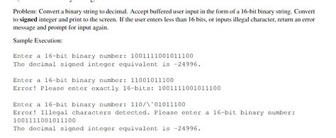 Solved Problem Convert A Binary String To Decimal Accept Chegg Com