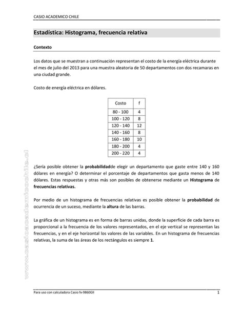 Estadística Histograma Frecuencia Relativa