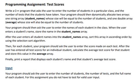 Solved Programming Assignment Test Scores Write A C Chegg