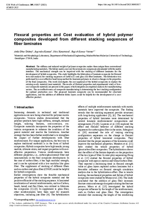 Pdf Flexural Properties And Cost Evaluation Of Hybrid Polymer Composites Developed From