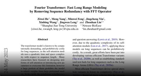 Paper Page Fourier Transformer Fast Long Range Modeling By Removing