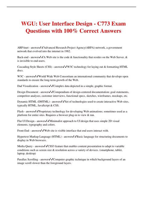 Wgu User Interface Design C773 Exam Questions With 100 Correct