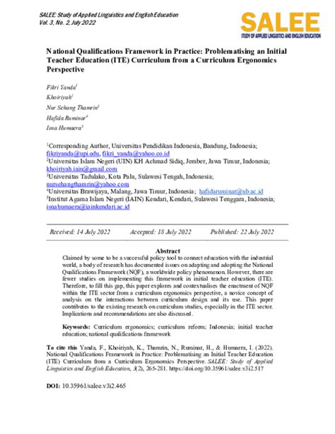 Pdf National Qualifications Framework In Practice