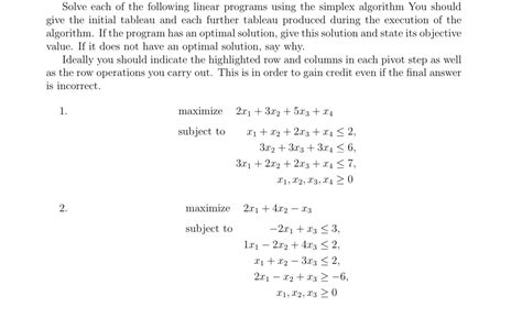Solved Solve Each Of The Following Linear Programs Using The