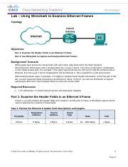 Lab Using Wireshark To Examine Ethernet Frames Docx Lab Using Wireshark To Examine
