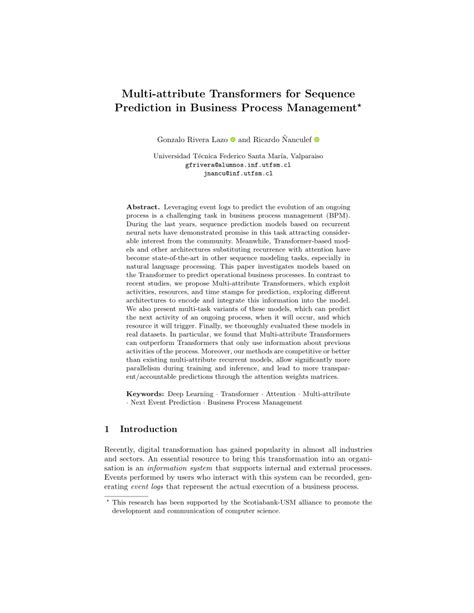 Pdf Multi Attribute Transformers For Sequence Prediction In Business