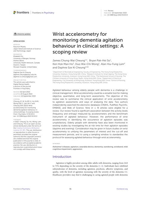 Pdf Wrist Accelerometry For Monitoring Dementia Agitation Behaviour