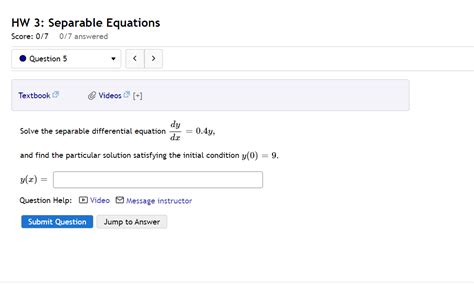 Solved Hw 3 Separable Equations Score 0 70 7 Answered