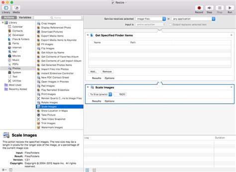 how to quickly resize images on os x using a service with automator