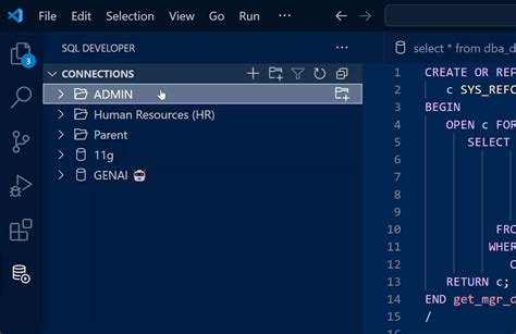Organize VS Code Database Environments Connection Folders