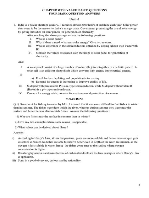value based questions pdf solar cell boron