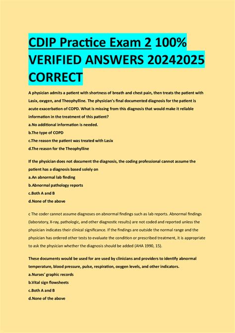 Cdip Practice Exam 2 100 Verified Answers 20242025 Correct Exams