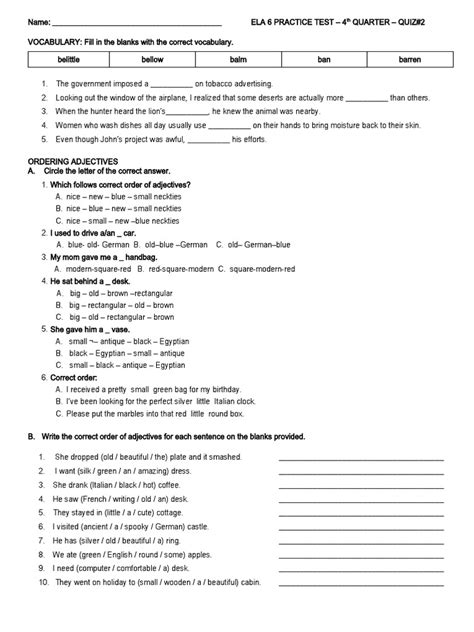 Grade 6 English Q4 Quiz2 Pdf