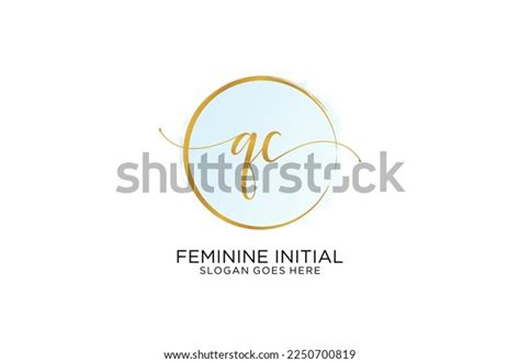 Qc Handwriting Logo Circle Template Vector Stock Vector Royalty Free Shutterstock