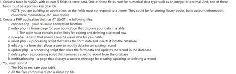 Solved Php Question Php Create A Table In Mysql With At Chegg