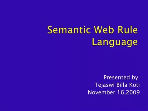 Ppt Semantic Web Rule Language Powerpoint Presentation Free Download Id5064766