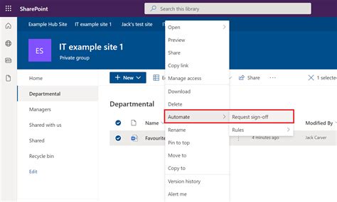 How Can I Set Up A ‘request Sign Off Automation Using Sharepoint It