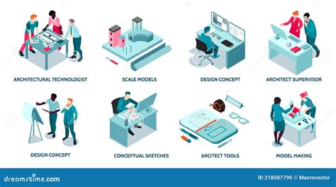 Architect Isometric Infographic Flowchart Vector Illustration 218867352