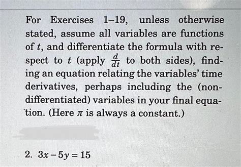 Solved For Exercises Unless Otherwise Stated Assume Chegg Com