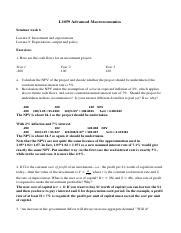 Advanced Macro Exercises Week With Answers Pdf L Advanced Macroeconomics Seminar Week