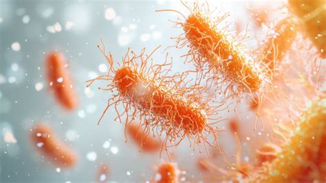 Close Up Image Of A Cell Cluster Featuring Multiple Orange Cells Under A Microscope Stock