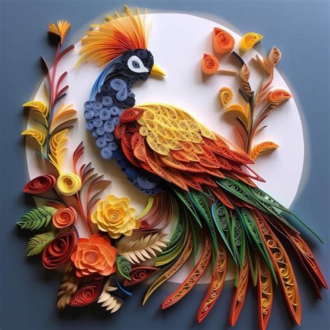 Premium Ai Image A Paper Cut Out Of A Peacock With Flowers On It