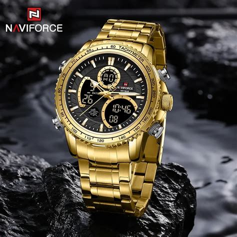 Naviforce Nf9182 Dual Time Black Dial Mens Watch
