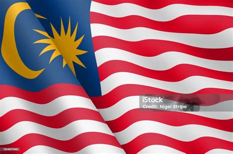 말레이시아 흔들기 플래그 3d 일러스트 바람 잔물결 기에 대한 스톡 벡터 아트 및 기타 이미지 기 말레이시아 파도 Istock