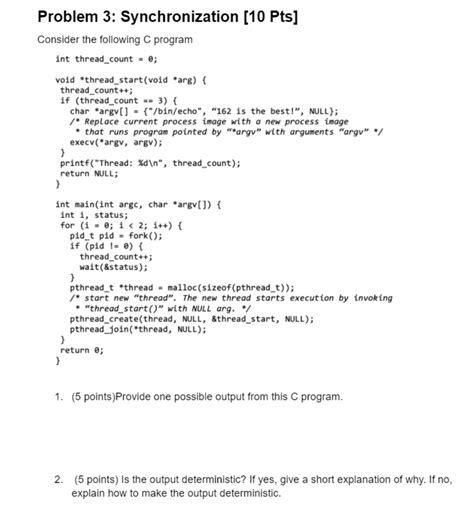 Solved Problem 3 Synchronization 10 Pts Consider The