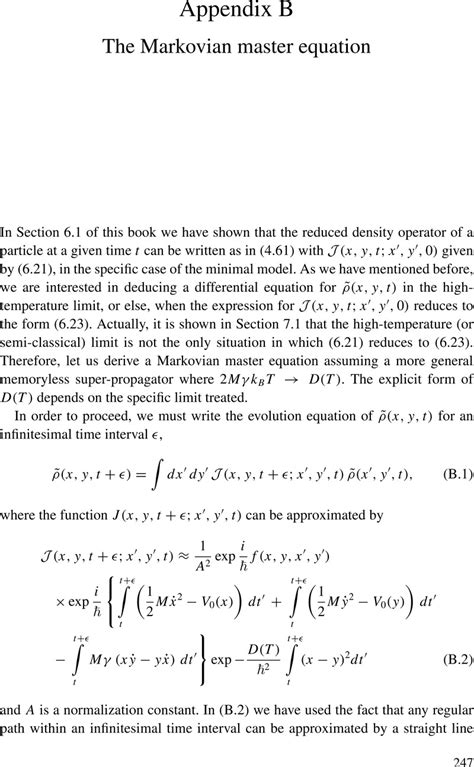 The Markovian Master Equation Appendix B An Introduction To